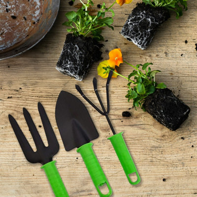 Pack Of 3 Garden Tools Cultivator Trowel Hand Fork Gardening Weeding