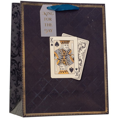 Pack Of 3 Large Paper Gift Bags Playing Card King Design With Ribbon ...