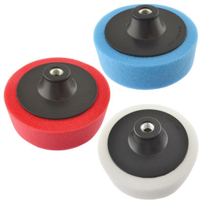 Pack of 3 Polishing Heads M14 Thread 150mm Soft Medium Firm Pads Sponge ...