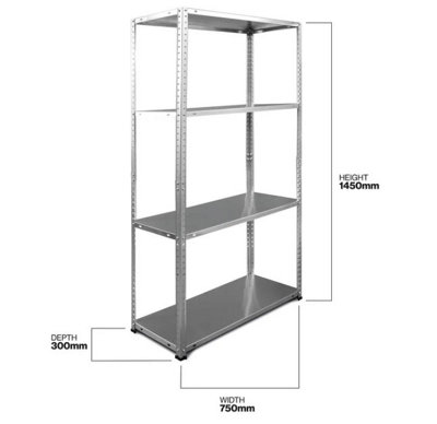 Pack of 3 RB BOSS Garage Shelving Unit (1450mm x 750mm x 300mm) BOLTED ...