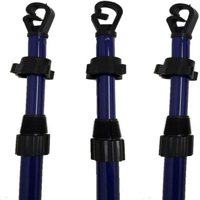Pack of 3 Telescopic Clothes Line Prop 2.4m Blue Adjustable Laundry Pole