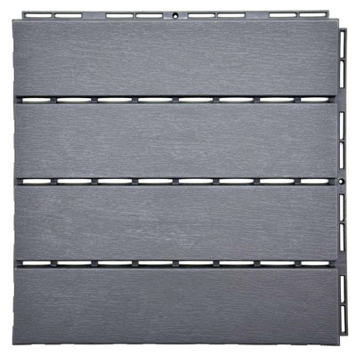 Pack of 36 Interlocking 30x30cm PVC Decking Tiles in Grey