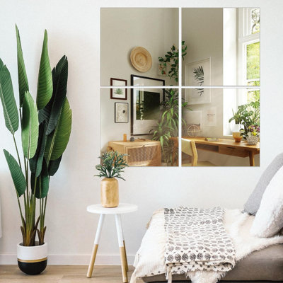 Pack of 4 Acrylic Mirrors - Wall Mounting Self Adhesive Versatile ...