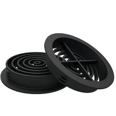 Pack of 4 Black Plastic 68mm Round Soffit Air Vents Push in Roof and ...