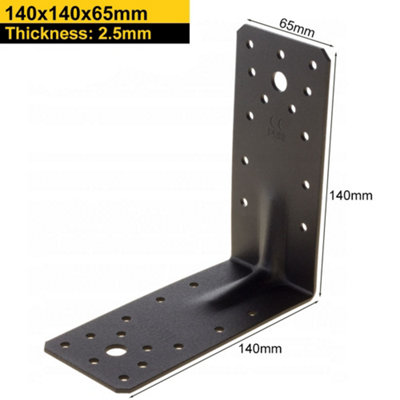 Pack of 4 - Black Reinforced Angle Bracket for Heavy-Duty Construction ...