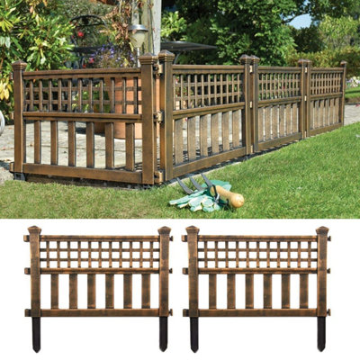 Pack of 4 Bronze Plastic Fence Panels Garden Lawn Edging - Constructed ...