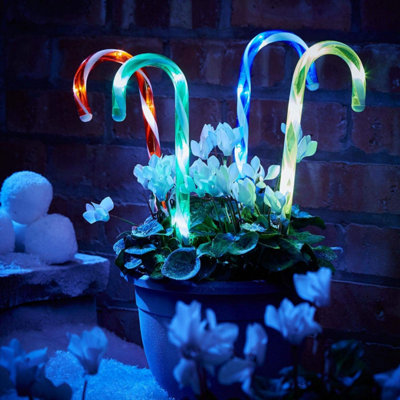 Pack of 4 Candy Cane LED Light - Battery Powered - 20 LED Lights In ...
