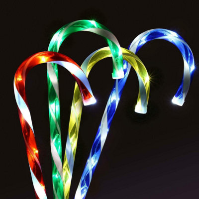 Pack of 4 Candy Cane LED Pathway Markers, Mains Operated and Easy to ...
