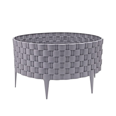 Pack of 4 Decorative Grey Faux Rattan Garden Edging with Interlocking ...