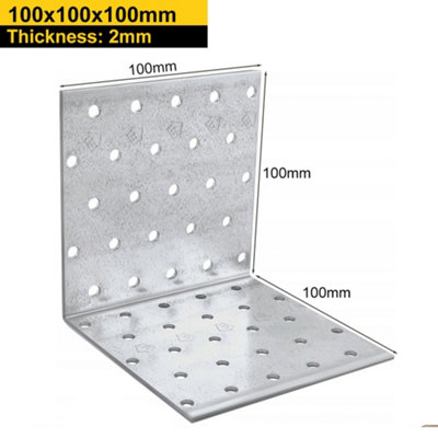 Pack of 4 - Heavy Duty Galvanised 2mm Thick Perforated Corner Brace ...