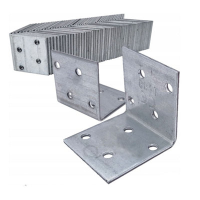 PACK OF 4 - HEAVY DUTY GALVANISED STEEL ANGLE BRACKET CORNER BRACKET ...