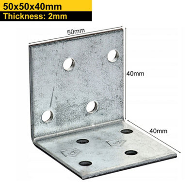 Pack of 4 - Heavy Duty Galvanised Steel Angle Bracket Corner Bracket ...