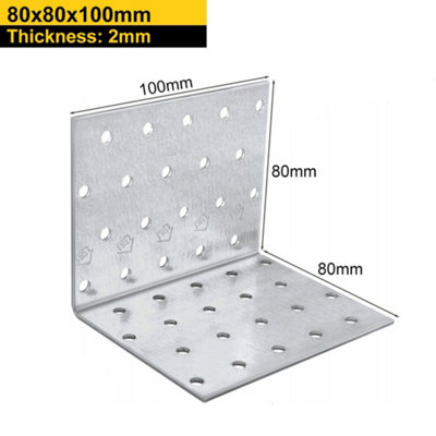 Pack of 4 - Heavy Duty Galvanised Steel Angle Bracket Corner Bracket ...