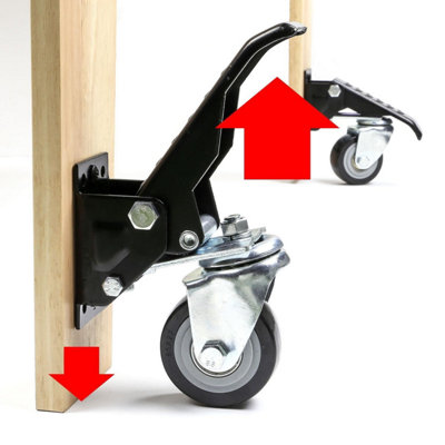 Pack of 4 Heavy-Duty Retractable Casters, Workbench Wheels for Stable ...