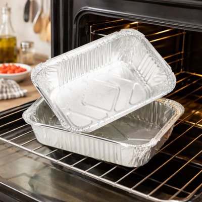 Pack of 4 large disposable aluminium foil trays 32x26 cm half size pans ...