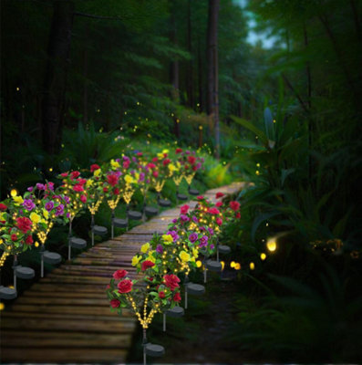 Pack of 4 Outdoor Landscape Solar Azalea Atmospheric LED Yellow Lights