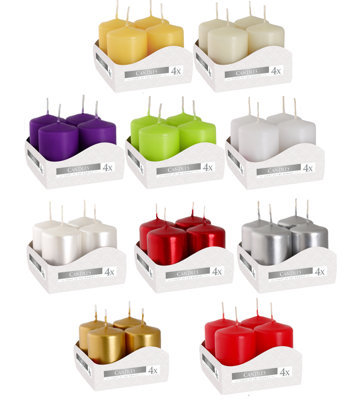 PACK OF 4 PEARL PILLAR CANDLES SMALL (WIDTH: 40 MM / HEIGHT: 60 MM EACH)