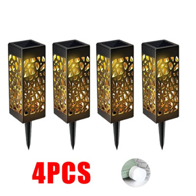 Pack of 4 Solar Powered LED Garden Stake Lights - Black, IP44 Waterproof