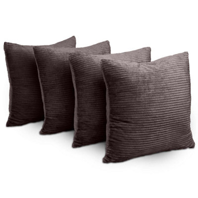 Pack Of 4 Stripe Velvet Anti Allergic Cushion Pad With Soft Touch ...