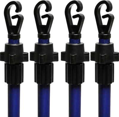 Pack of 4 Telescopic Clothes Line Prop 2.4m Blue Adjustable Laundry Pole