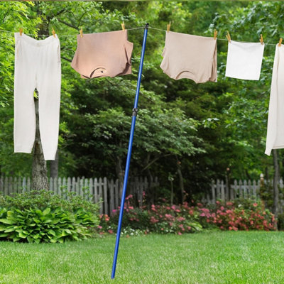 Pack of 4 Telescopic Clothes Line Prop 2.4m Blue Adjustable Laundry Pole