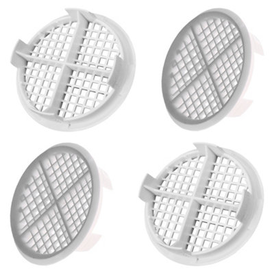 Pack of 4 White Plastic 68mm Round Soffit Air Vents Push in Roof and ...