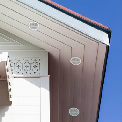 Pack of 4 White Plastic 68mm Round Soffit Air Vents Push in Roof and ...