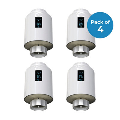 Pack of 4, Wifi Smart thermostatic radiator valve with screen at B&Q