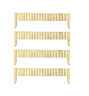 Pack of 4 Wooden Picket Border Outdoor Decorative Garden Fence Fencing ...