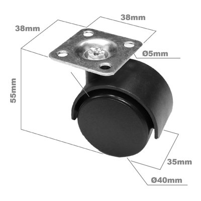 Pack of 4 x PVC Swivel Furniture Castors Wheels - 40 mm Universal ...
