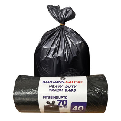 Pack Of 40 Refuse Sacks 70L Black Bags Strong & Secure Bin Bag Liners ...