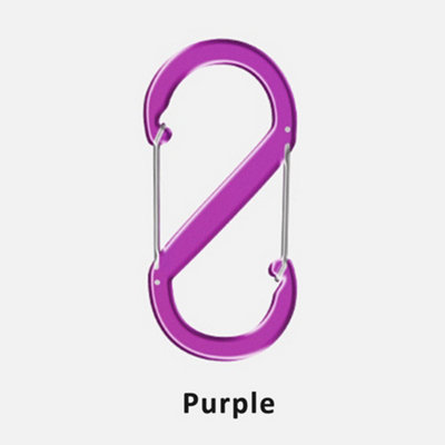 Pack of 5 Carabiner Keyring Clip, S Shape Double Locking Clip Hook, Purple