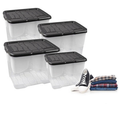 Pack Of 5 Clear 24 Litre Transparent Base Curve Storage Containers With ...