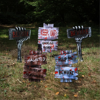 Pack of 5 Halloween Tombstone Signs - Indoor/Outdoor Decoration
