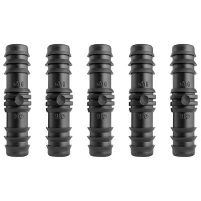 pack of 5 repair/joiner connectors for 13m/16mm garden ldpe irrigation water supply pipe