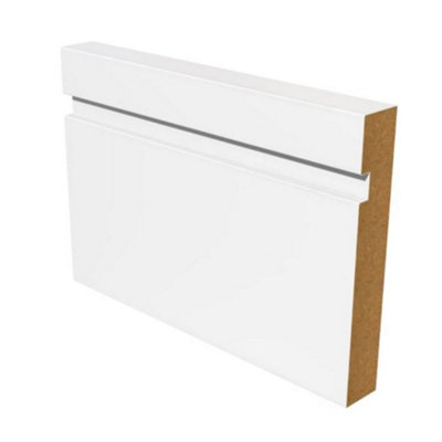 PACK OF 5 (Total 5 Units) - Grooved Square Edge White MDF Skirting ...