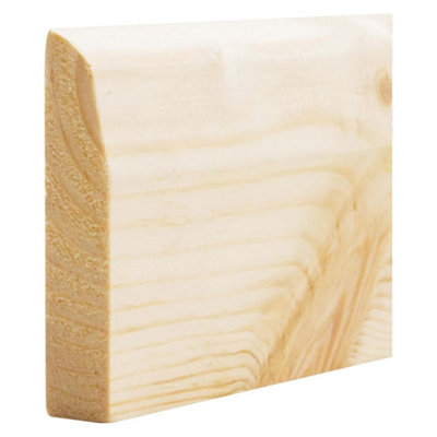 Pack of 5 (Total 5 Units) - Pine Chamfered Bullnose Skirting - 94mm (H ...