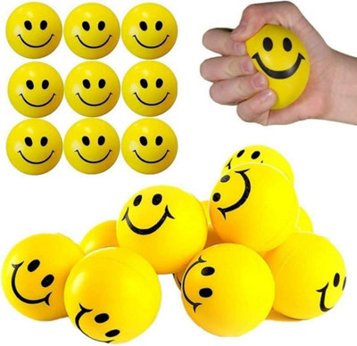 Pack of 5 Yellow smiley face Stress Ball