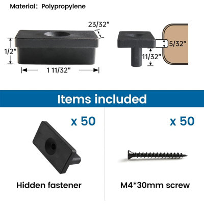 Pack of 50 Composite Decking Clips Hidden Fasteners Steel/Plastic ...
