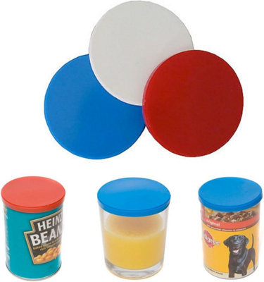 PACK OF 6 CAN TIN COVER PLASTIC LID PET FOOD FRESH TOP STORAGE MULTI USE
