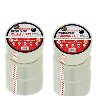 Pack of 6 clear packing tape heavy duty transparent tape 48mm x 60m ...