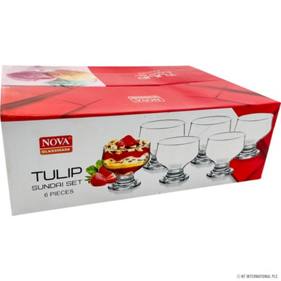 Pack Of 6 Clear Tulip Sundae Dessert Glasses Set Kitchenware Trifle ...