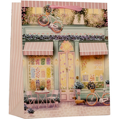 Pack Of 6 Large Paper Gift Bags Parisienne Sweet Shop Bicycle Design ...