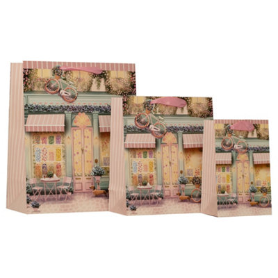 Pack Of 6 Medium Paper Gift Bags Parisienne Sweet Shop Bicycle Design ...