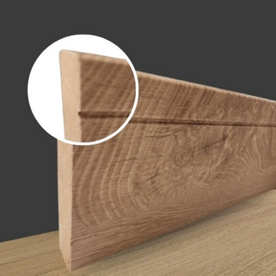 PACK OF 6 - NATURAL OAK SKIRTING BOARD VENEERED V GROOVE 120MM X 16MM X ...