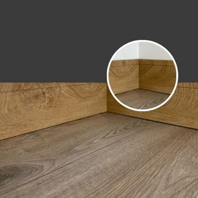 PACK OF 6 - NATURAL OAK SKIRTING BOARD VENEERED V GROOVE 120MM X 16MM X ...