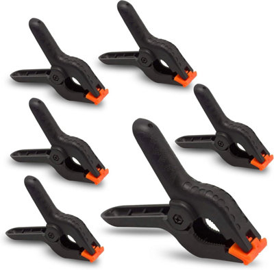 Pack of 6 Plastic Spring Grip Clamps 3 Inches Quick Grip Craft Wood ...