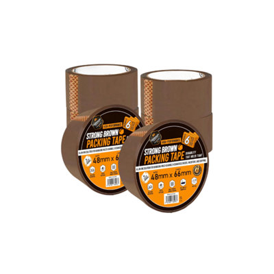 Pack of 6 strong brown packing tape 48mm x 66m heavy duty parcel tape ...