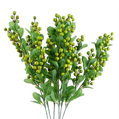 Pack of 6 x 70cm Artificial Green Berry Spray | DIY at B&Q