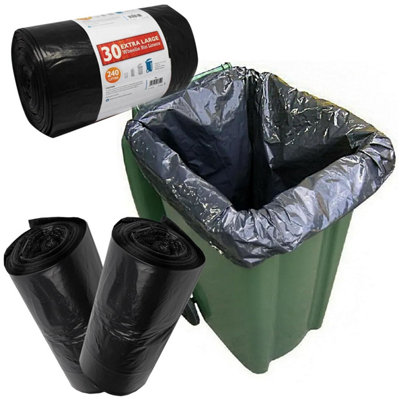 Pack Of 60 Large 240L Black Heavy Duty Wheelie Bin Refuse Rubbish ...